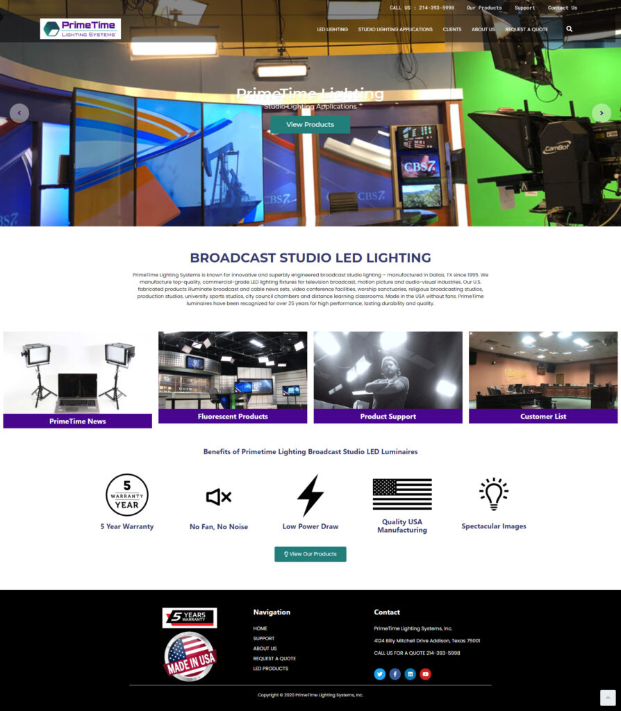 Prime Time Lighting - Web Design Company